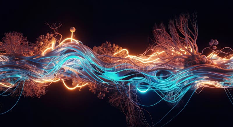 Abstract Digital Art Featuring Vibrant Flowing Lines and Glowing ...