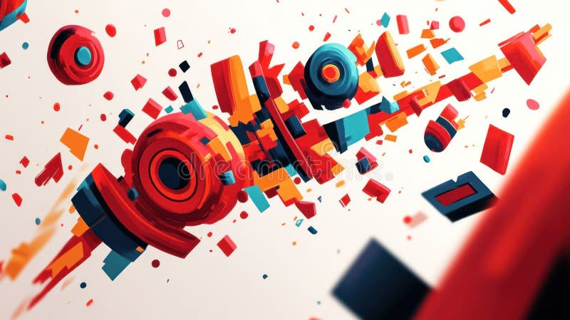 Abstract Digital Art Featuring Vibrant Geometric Shapes and Dynamic ...