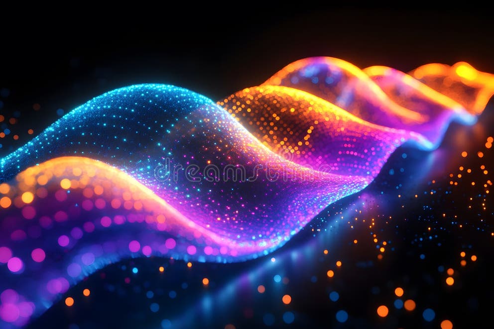 Vibrant Abstract Waveforms in Digital Art Highlighting Colorful Light ...