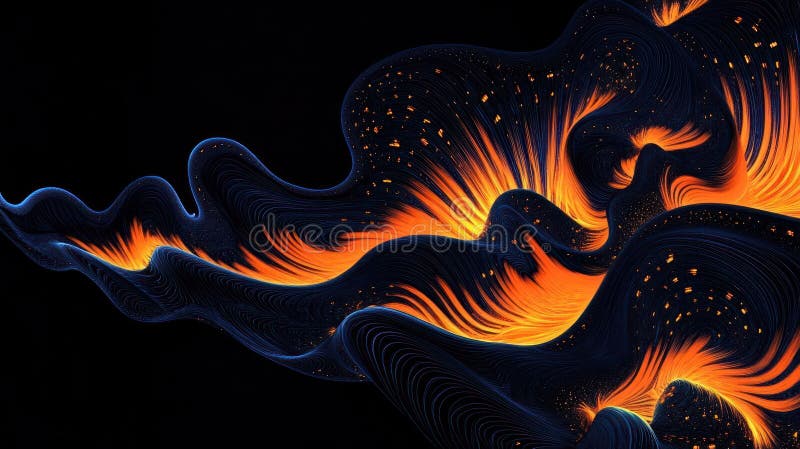 Abstract Digital Art with Flowing Patterns and Fiery Colors Against a ...