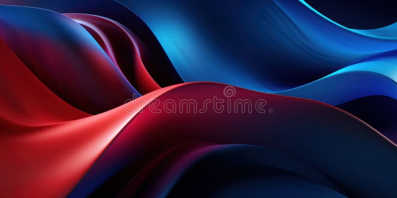 Abstract Digital Art with Flowing Red and Blue Waves Stock Illustration ...