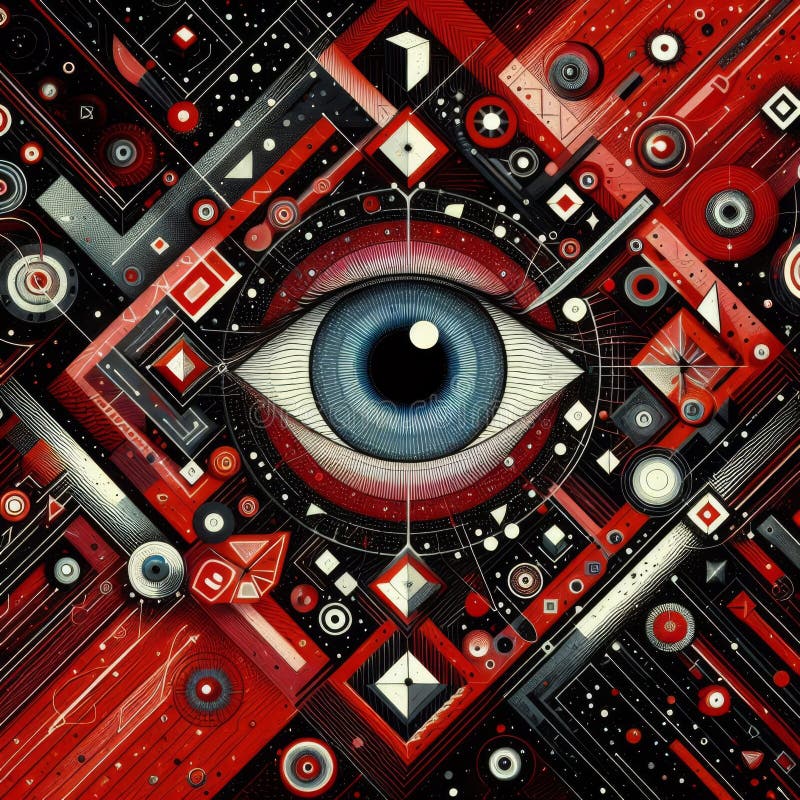 Abstract Digital Art with Geometric Eye Design Stock Photo - Image of ...