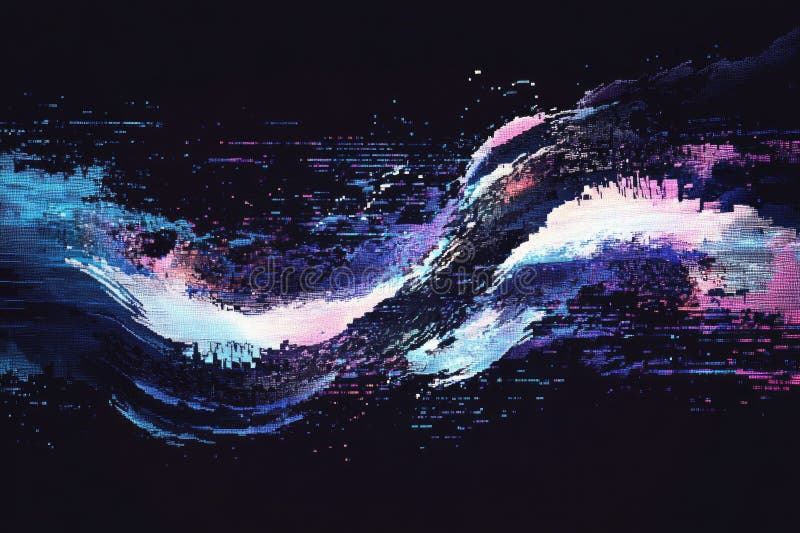AI Glitch Art Waves stock illustration. Illustration of trendy - 387236828