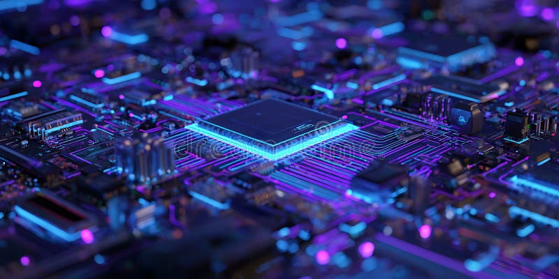 Abstract Digital Art Glowing Circuit Board Background Stock ...