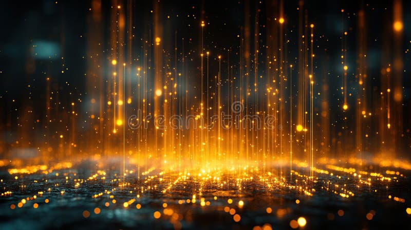 Abstract Digital Art, Glowing Lines, Particles Stock Illustration ...