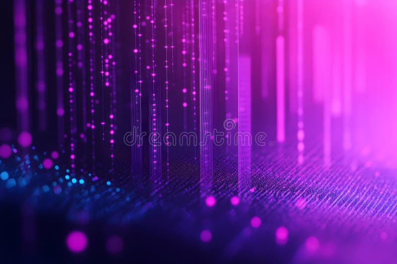 Abstract Digital Art with Glowing Pink and Purple Dots in Vertical ...