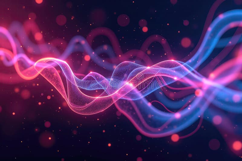 Abstract Digital Art of Glowing, Undulating Waves. Stock Image - Image ...