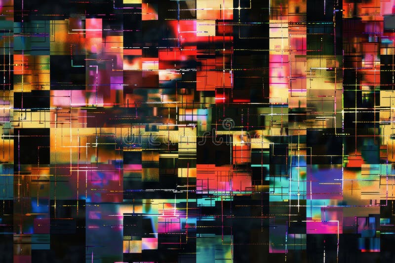 Abstract Digital Art with a Grid of Colorful Squares Exhibiting a ...