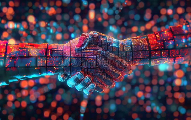 Abstract Pixelated Handshake - Digital Art with Geometric Patterns and ...