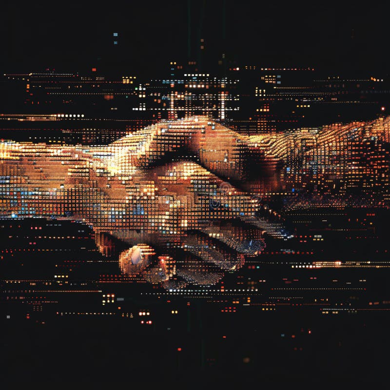Abstract Pixelated Handshake - Digital Art with Geometric Patterns and ...