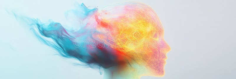 Abstract Digital Art of Human Head with Vibrant Neural Patterns and ...