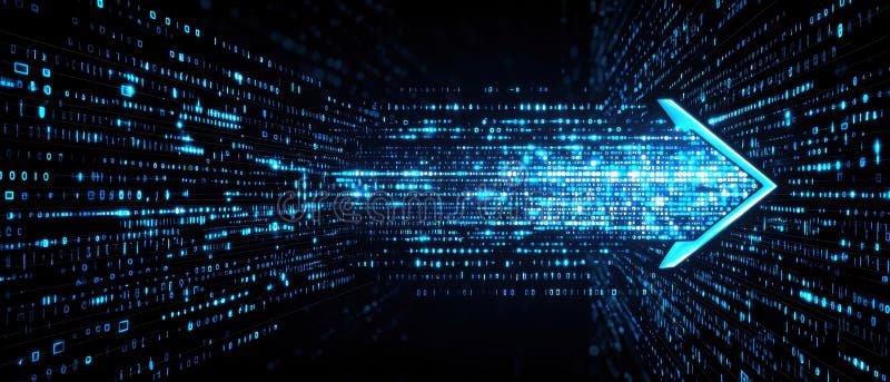 Futuristic Digital Data Stream Arrow Abstract Technology Background ...