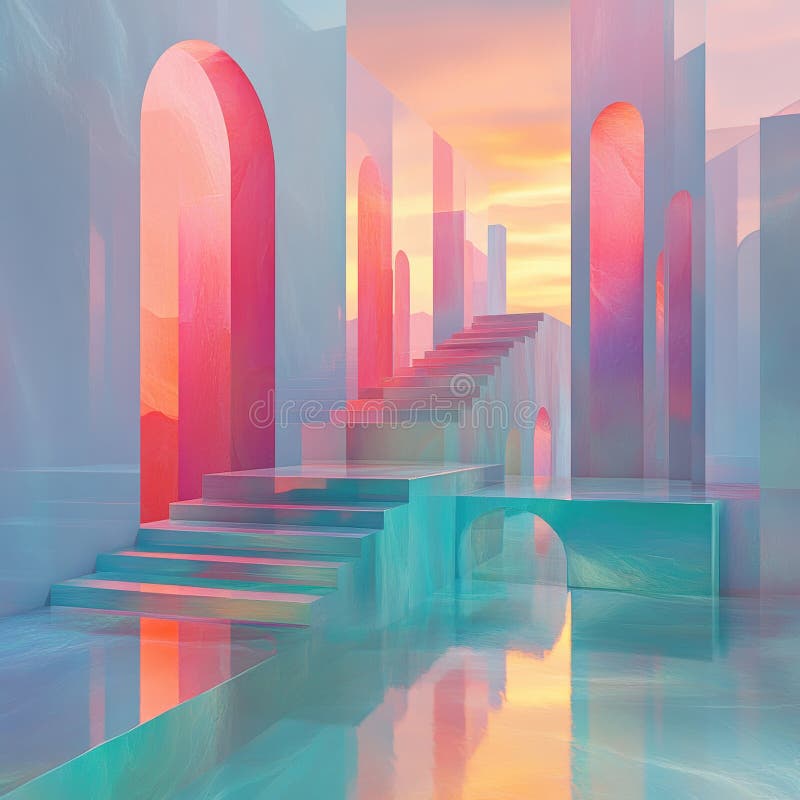 Abstract Digital Art Inspired by Virtual Realms Stock Illustration ...