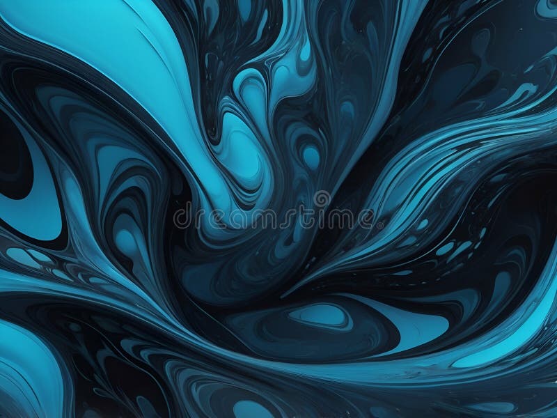 Abstract Digital Art Liquid Fluid Shapes and Surreal Patterns in Blue ...