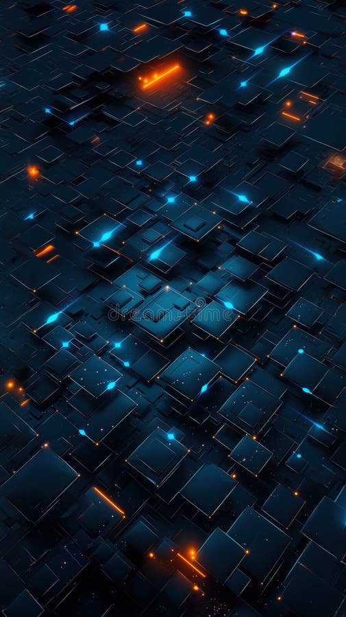 An Abstract Digital Art with Luminous Blue Lights, Embodying a ...