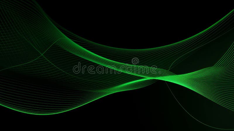Abstract Digital Art with a Mesmerizing Glowing Green Wave of Light on ...