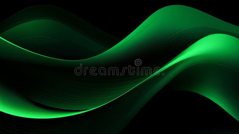 Abstract Digital Art with a Mesmerizing Glowing Green Wave of Light on ...