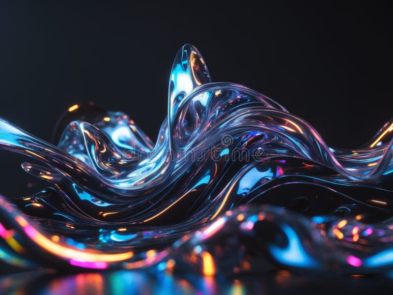 Abstract Digital Art Piece Dark Background it Features Liquid Glass ...