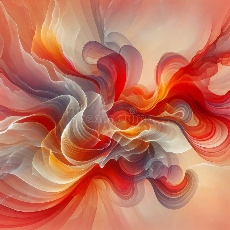 An Abstract Digital Art Piece Featuring Flowing, Translucent Forms in ...