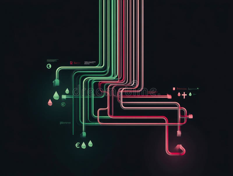 Abstract Digital Art Piece Showcasing Intertwined Neon Lines Against a ...