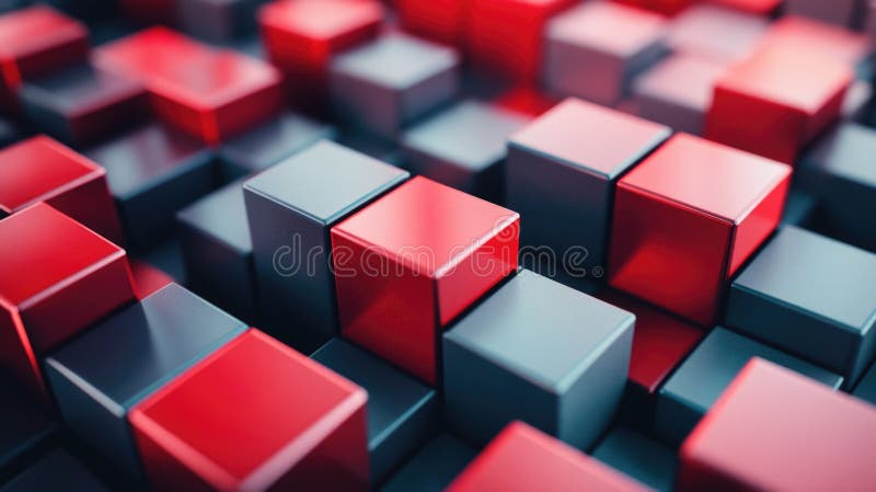 Abstract Digital Art - Red and Black Blocks Aesthetic Pattern Stock ...