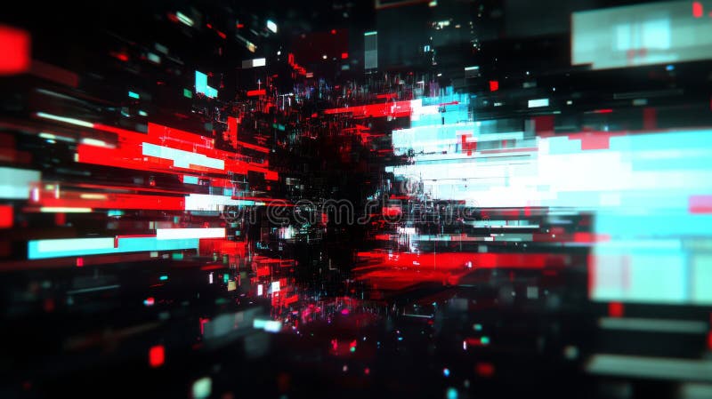 Abstract Digital Art Red White Blue Pixel Glitch Stock Illustration ...