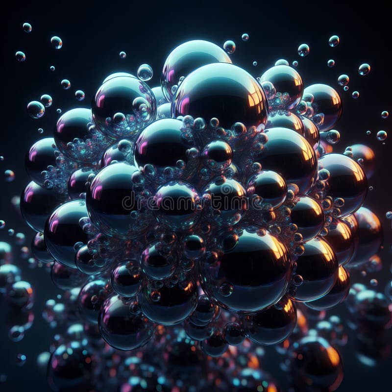 Abstract Digital Art of Reflective Spheres in Dark Space Stock Image ...