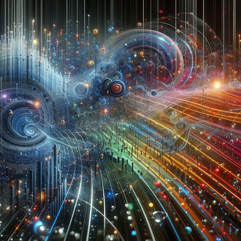 Abstract Digital Art Representing Complex Data Flow and Connectivity ...