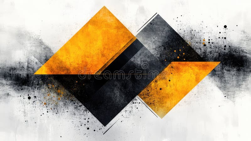 Abstract Digital Art with Three Geometric Shapes in Yellow and Black on ...
