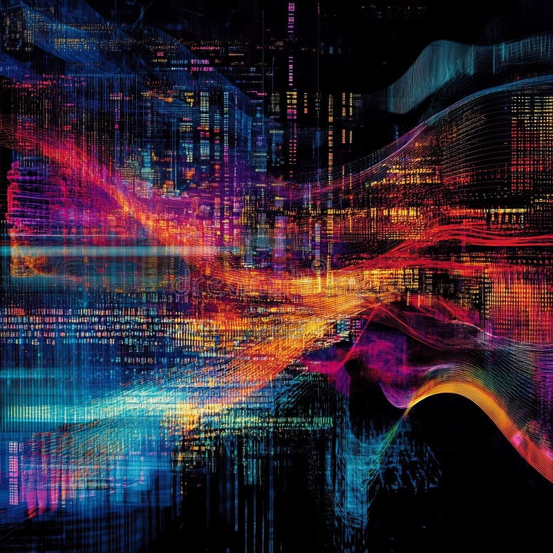 Abstract Digital Art with Vibrant Colors and Dynamic Pattern Stock Illustration - Illustration ...