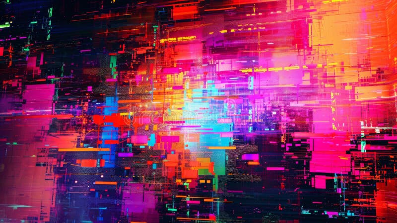 Abstract Digital Art with Vibrant Colors and Glitch Effect Stock Image ...