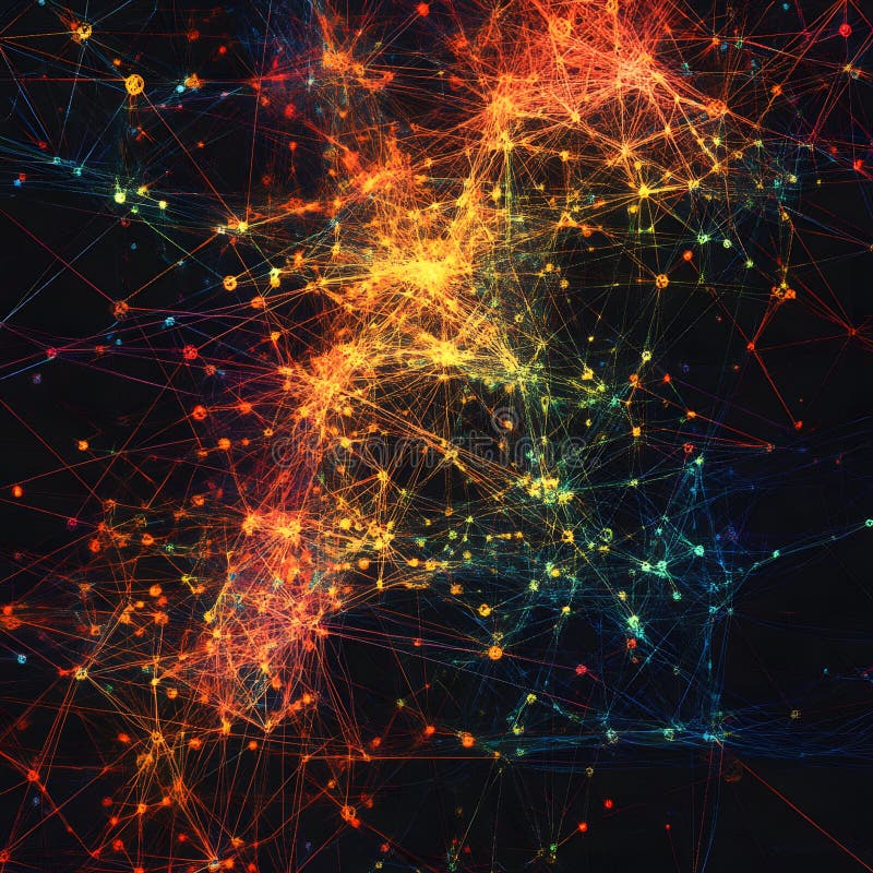 Abstract Digital Art Vibrant Light Trails and Pixelated Textures Stock ...