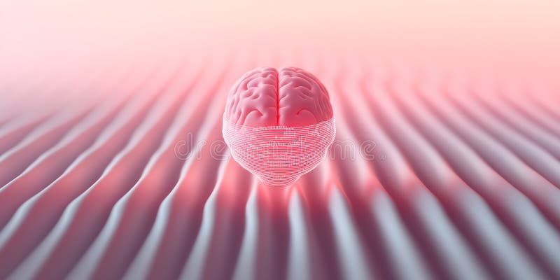 Abstract Visualization of a Digital Brain with Binary Code in a Pink ...