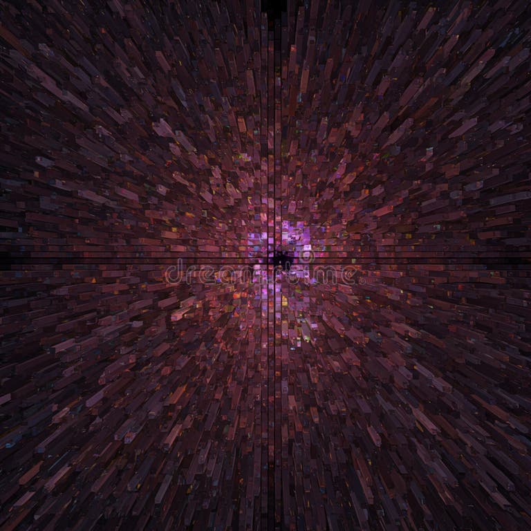 Abstract Digital Artwork with a Central Explosion of Rectangular Pixel ...