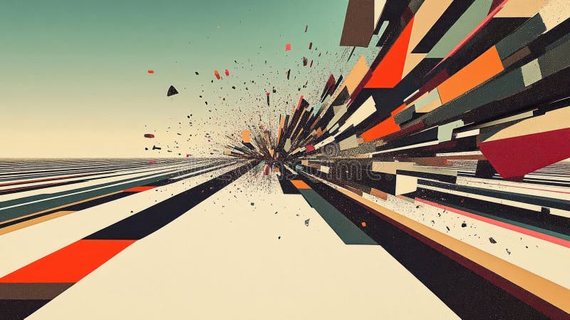 Abstract Digital Artwork Depicting Dynamic Movement and Fragmentation ...