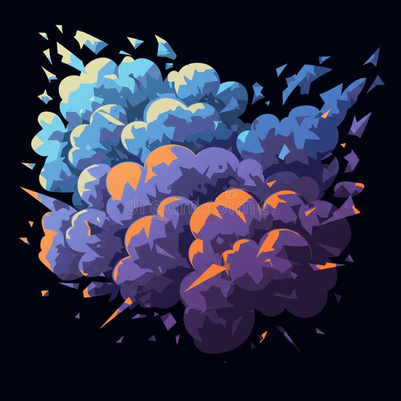 Abstract Digital Artwork Depicting Fragmented, Cloud-like Shapes in ...