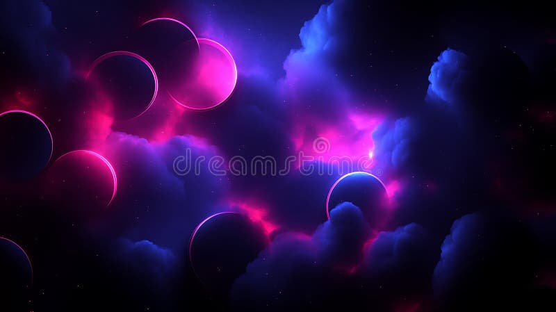 Glowing Celestial Bodies Amidst Cosmic Clouds Stock Illustration ...