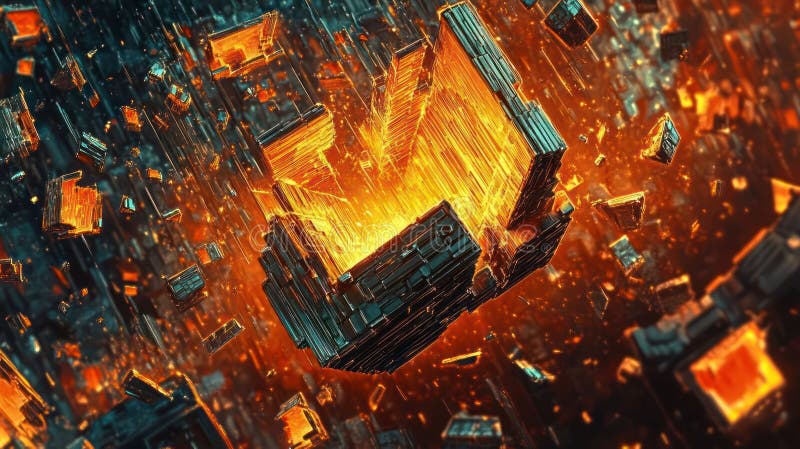 Abstract Digital Artwork Depicting a Glowing Core Surrounded by ...