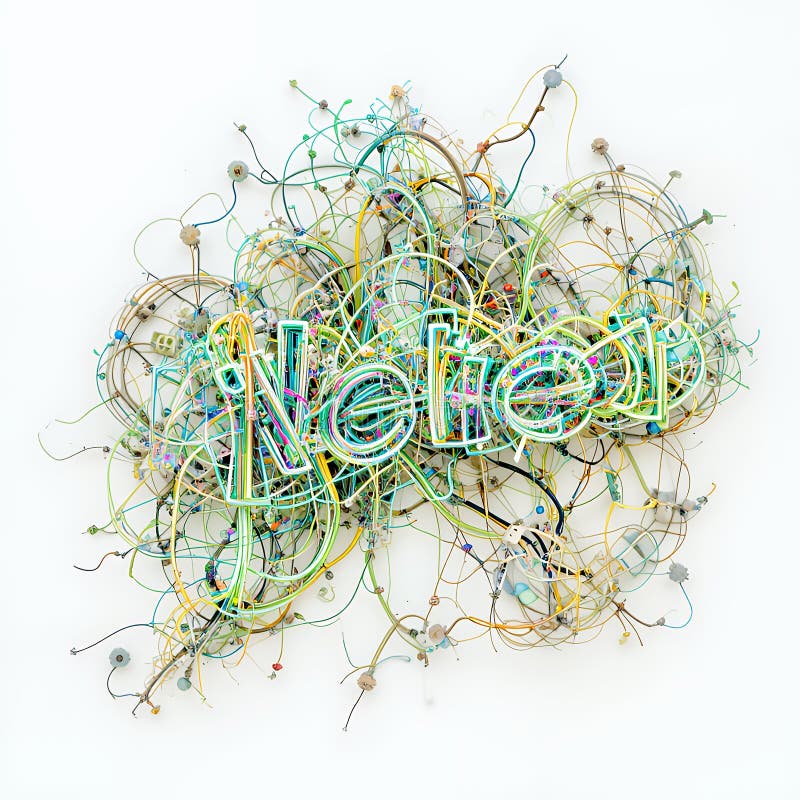 Abstract Multicolored Wire Art Never Word on White Background Stock ...