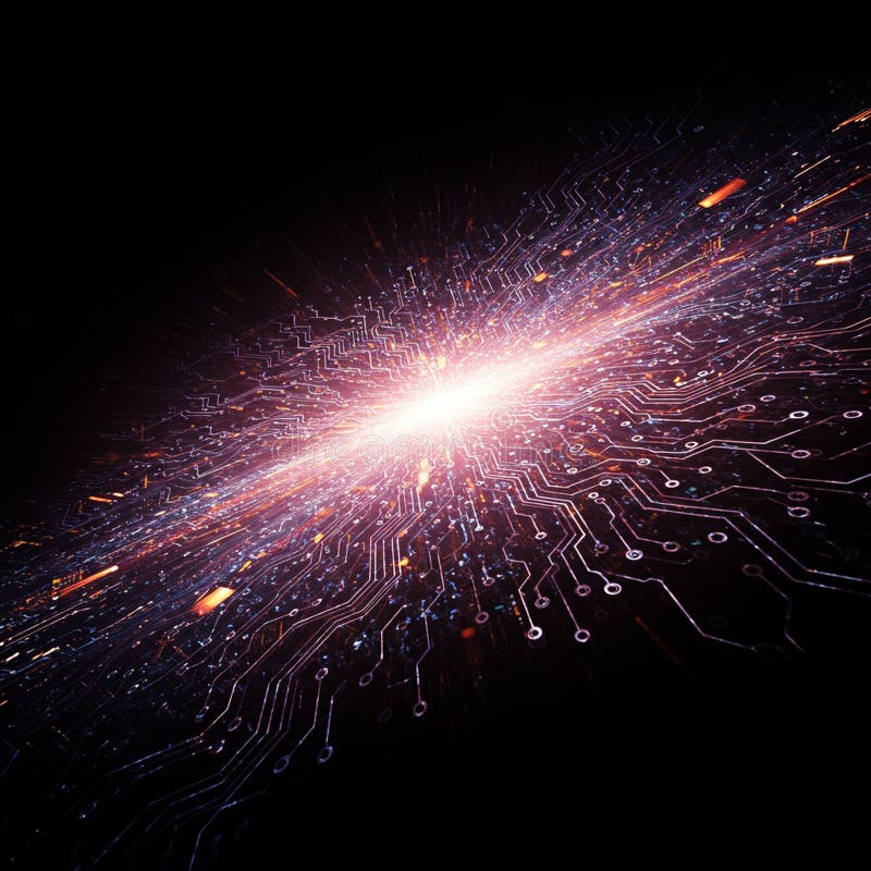 An Abstract Digital Artwork Features a Burst of Light at the Center ...