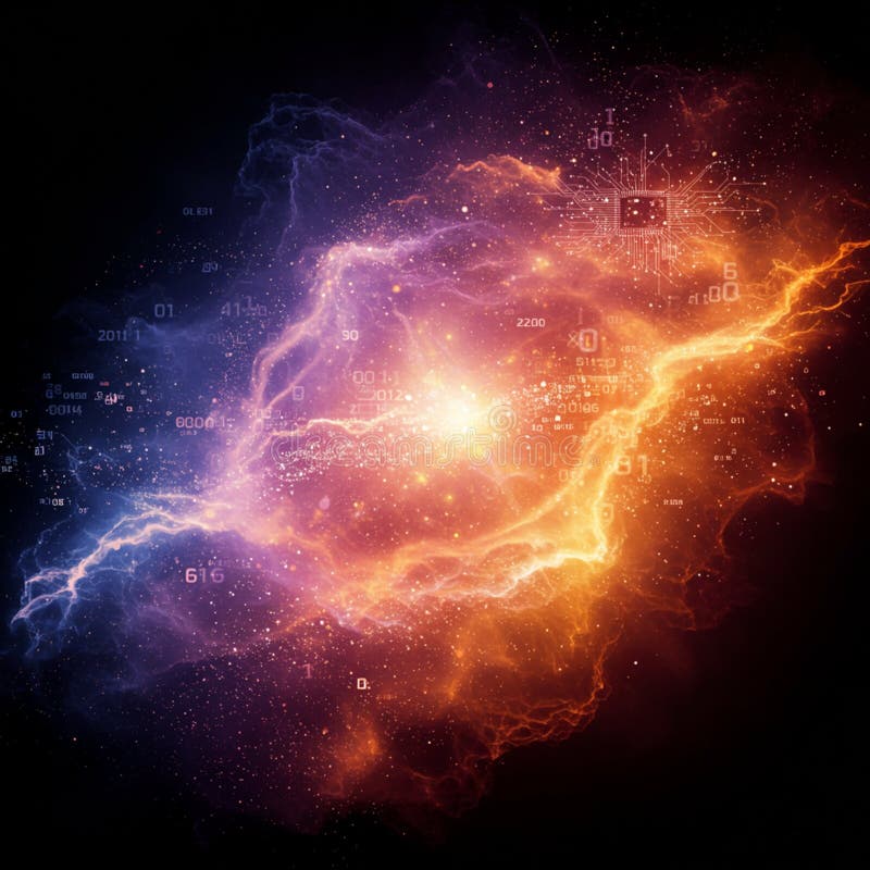 Abstract Digital Artwork Features a Cosmic Nebula with Swirling Blue ...