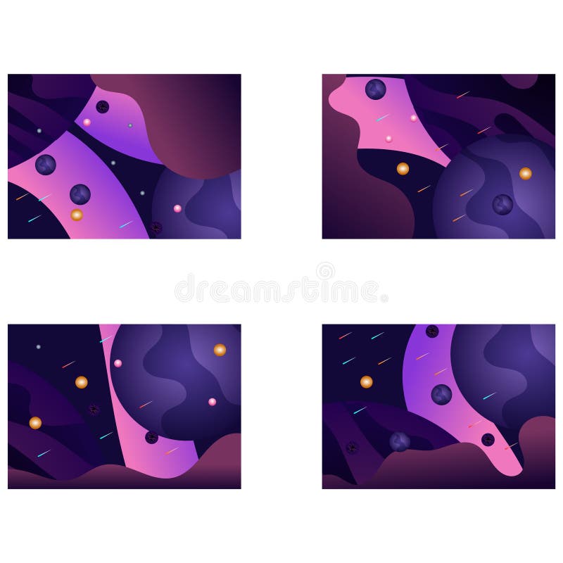 Galactic Gradients art stock vector. Illustration of planets - 334190708