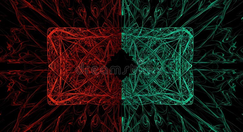Abstract Digital Artwork Features a Symmetrical Design Divided into Two ...