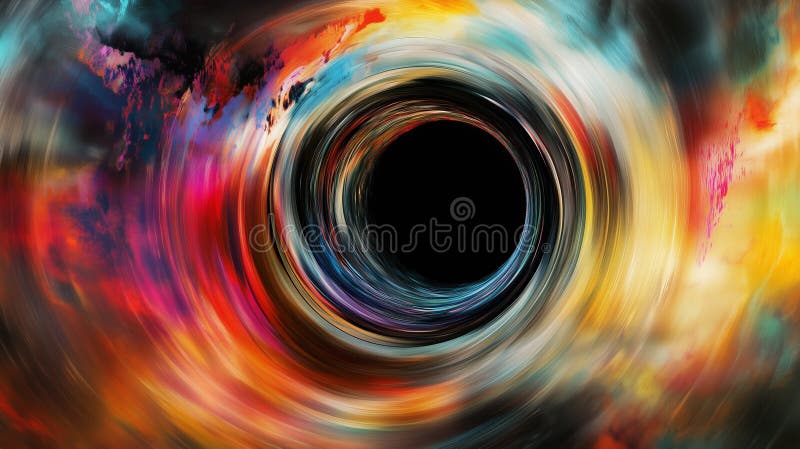 Dynamic Swirling Abstract Colors Centered Around a Black Void Stock ...