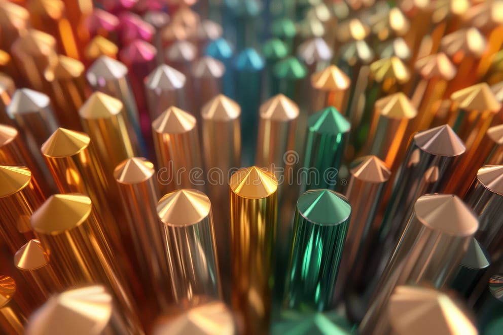 Abstract Colorful Metallic Cones, Individuality, Unique Identity ...