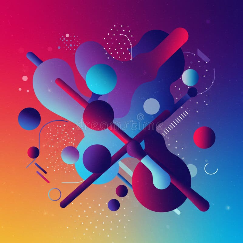 Abstract Digital Artwork Featuring a Blend of Geometric Shapes ...