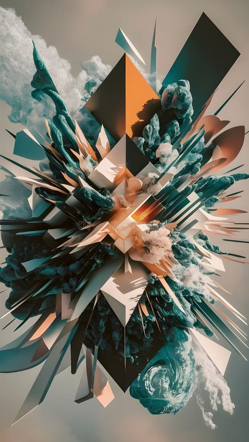 An Abstract Digital Artwork Featuring a Blend of Geometric Shapes and ...