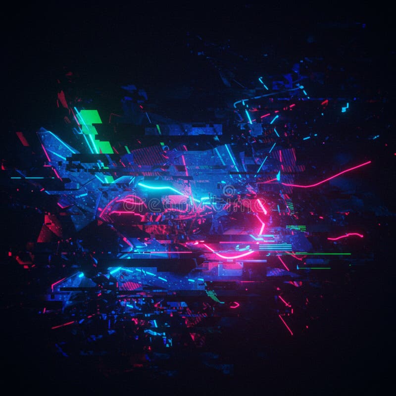 Abstract Digital Artwork Featuring a Chaotic Array of Geometric Shapes ...