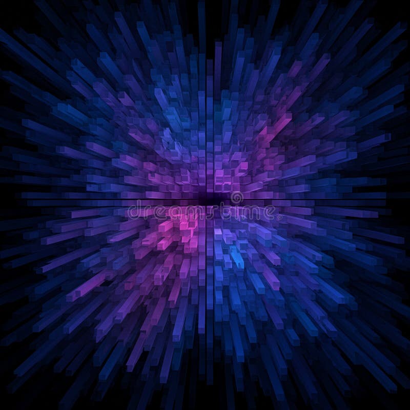 Abstract Digital Artwork Featuring a 3D Explosion of Rectangular Prisms ...