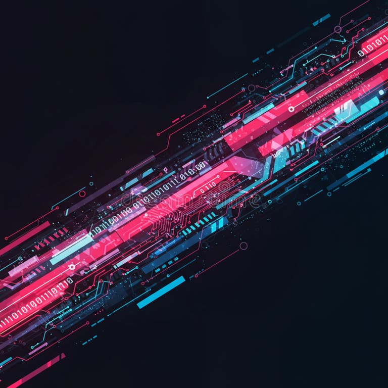 Abstract Digital Artwork Featuring a Diagonal Band of Vibrant Pink and ...